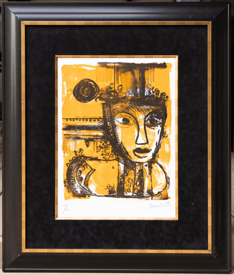 Juan Carlos Breceda - Orange Face, Expressionist Portrait For Sale at ...