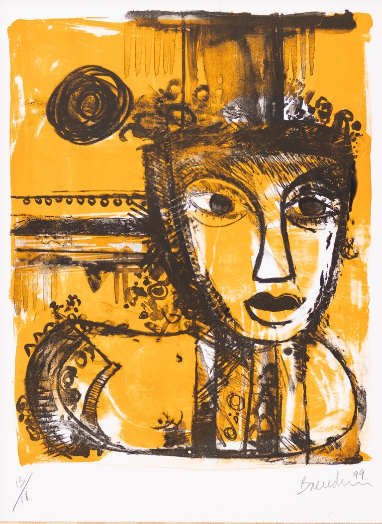 Juan Carlos Breceda - Orange Face, Expressionist Portrait For Sale at ...