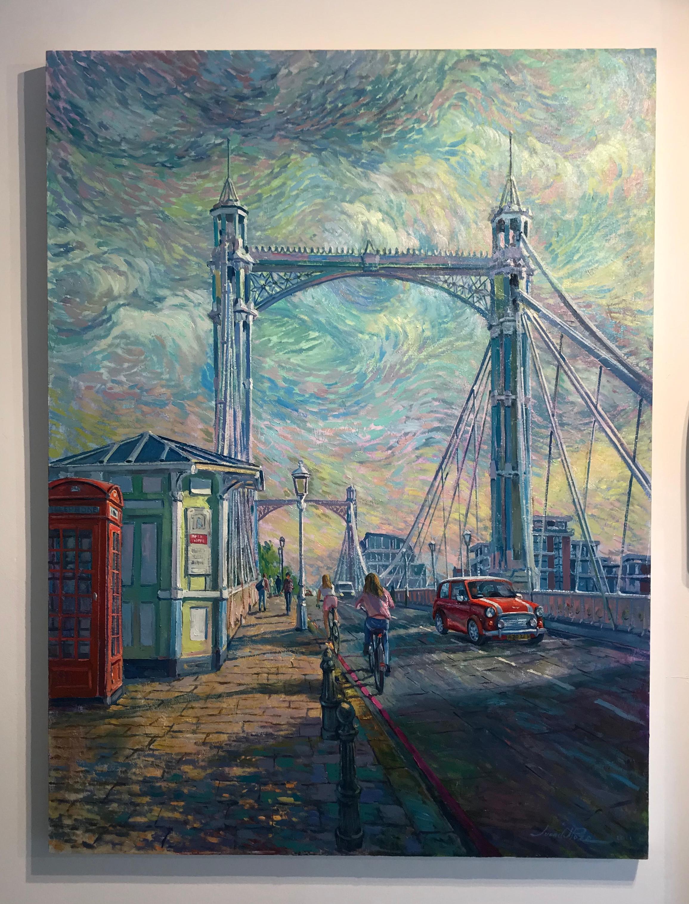Juan del Pozo - Albert Bridge Road - London cityscape oil impressionism ...
