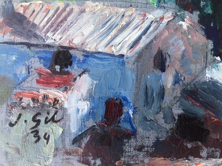 Juan Gil - Landscape with spanish village oil on canvas painting For ...