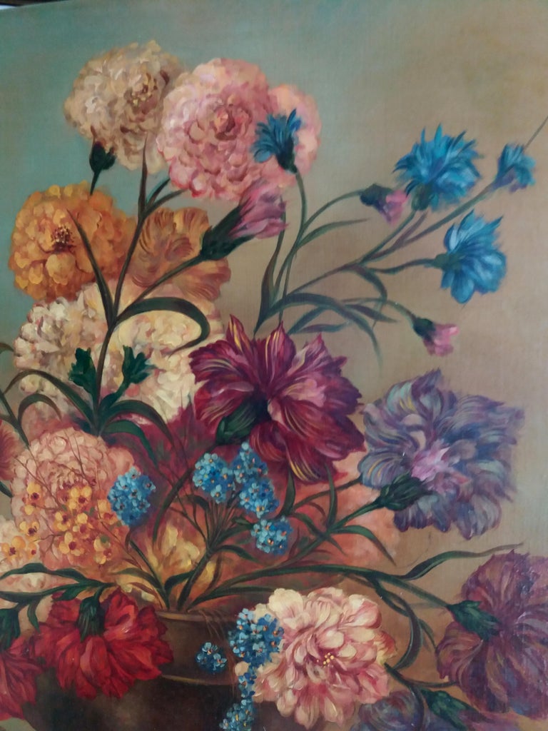 Juan Lara - " FLOWER VASE"- Original- realist oil canvas--still life ...