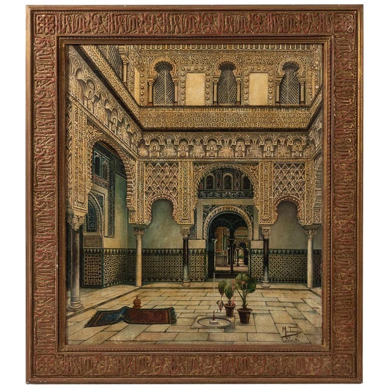 Juan Montenegro, Painting of the Backyard of the Alcazar of Seville For ...