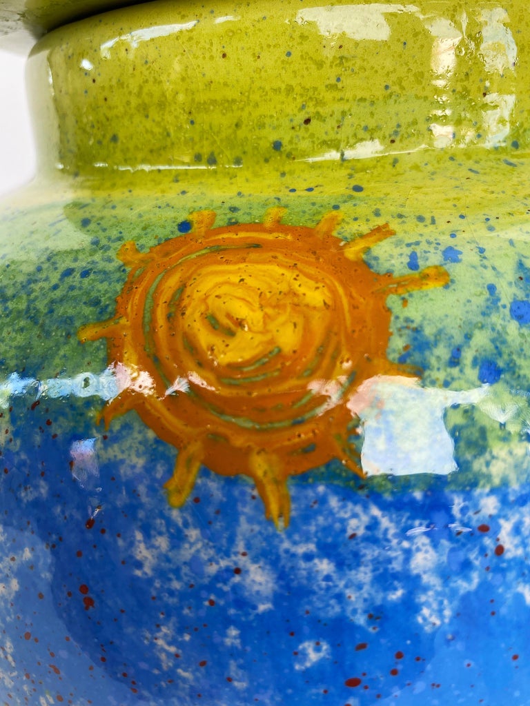 Juan Navarette Ceramic Hand-Painted Lidded Urn, Cuban American Art For ...