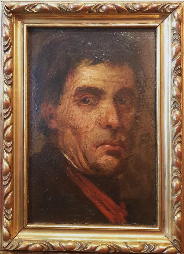 Spanish painting Portrait man Trace signature Academic 19th oil on ...