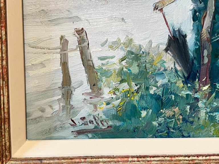 Juan Soler - Mother and Daughter by Lake Fine Impressionist Oil ...