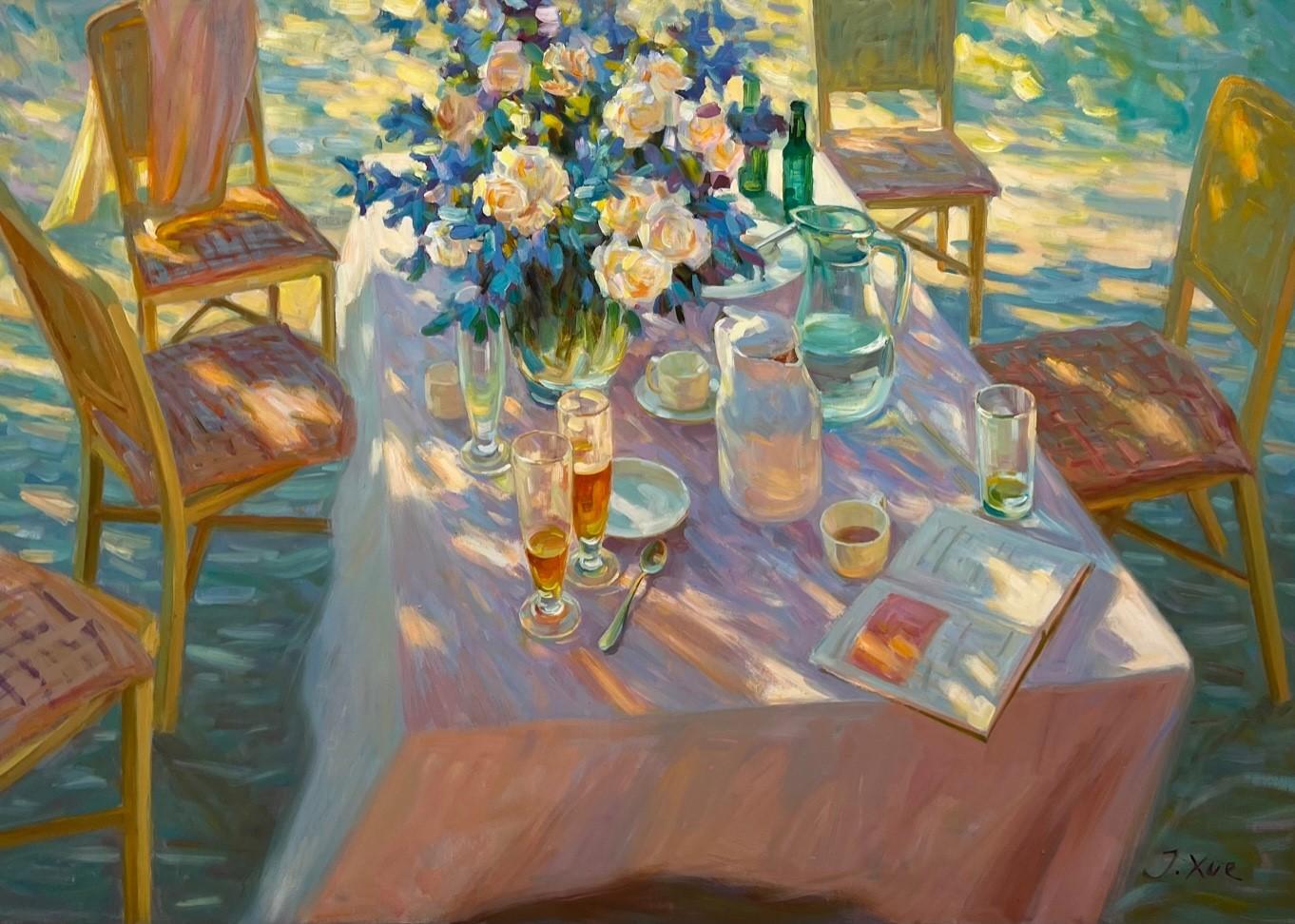 Juane Xue - End of the Morning Oil Painting on Canvas Table Still Life ...