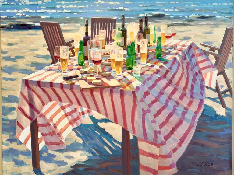 Juane Xue - Vieren aan Zee I Oil Painting on Canvas Celebrating at Sea ...