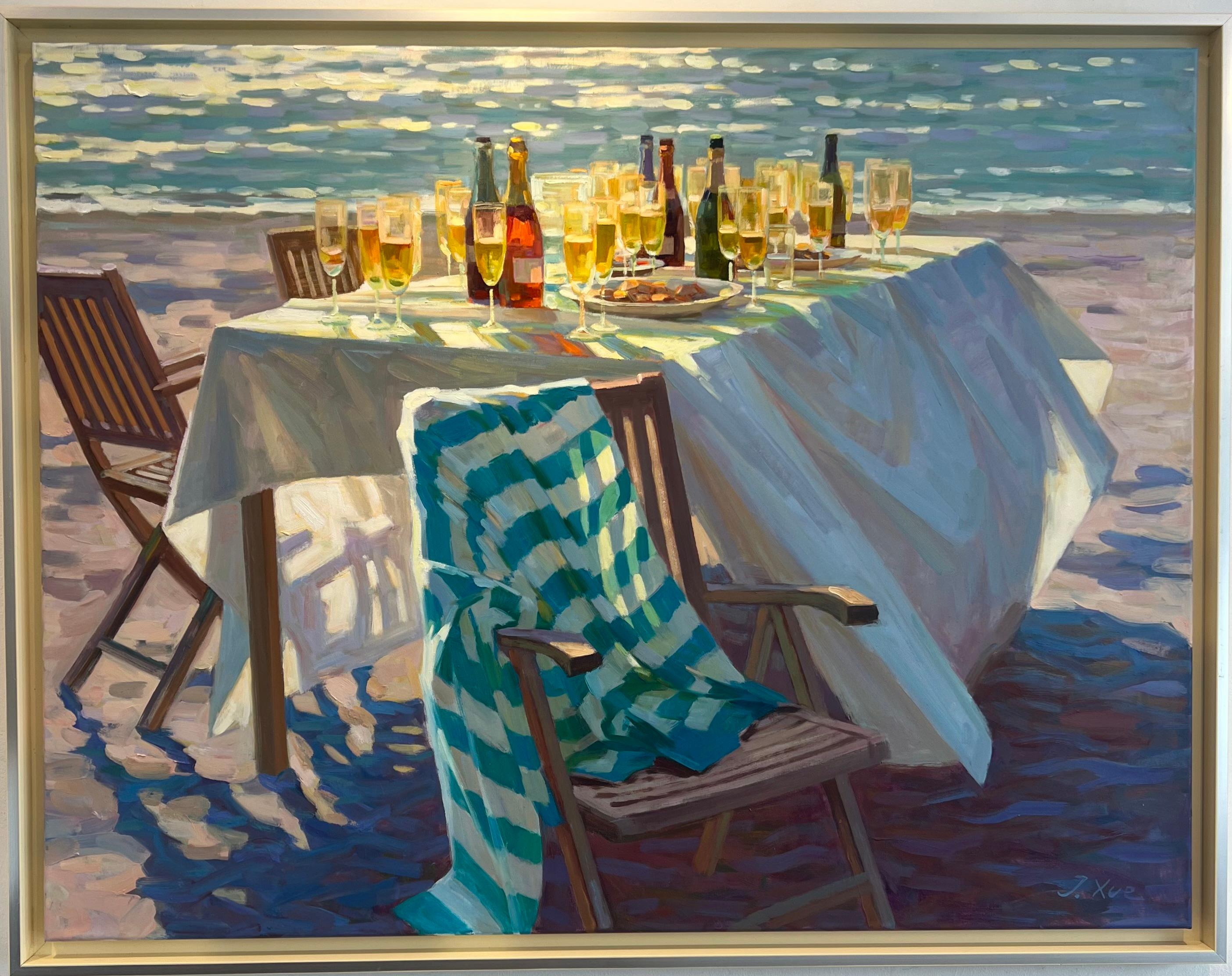 Juane Xue - Peinture à l'huile sur toile « Vieren aan Zee I ...