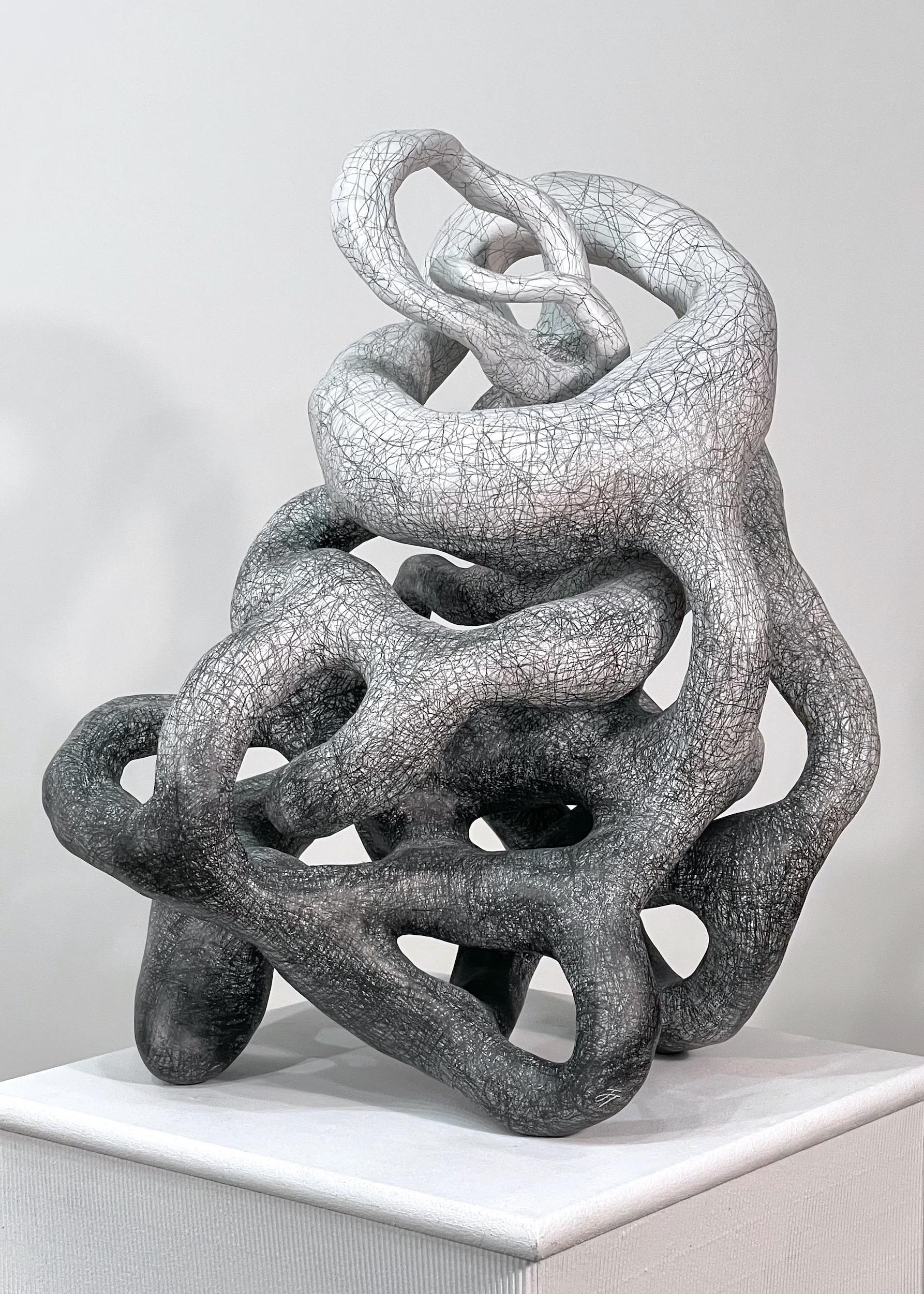 Judi Tavill - NURTURE, organic monochrome ceramic sculpture, gestrual ...