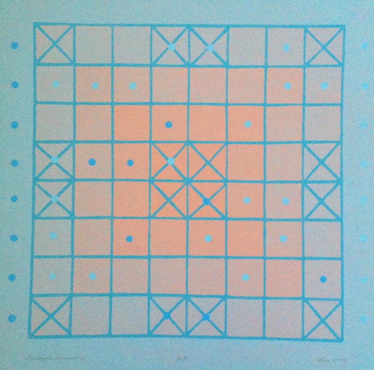 Judith Azur – „1973 ""Shatagma, Wargame" Op Art Abstrakter Siebdruck ...