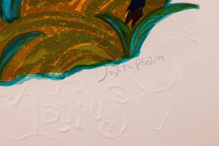 Judith Bledsoe Taurus Zodiac Hand Signed Contemporary Lithograph 198/ ...