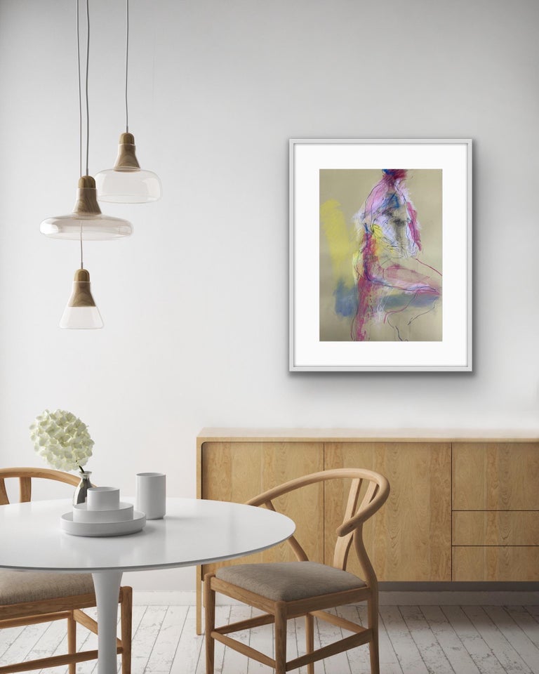 Judith Brenner - Alberto Standing 3, Original Figurative Painting, Bright Nude Life Drawing Art ...