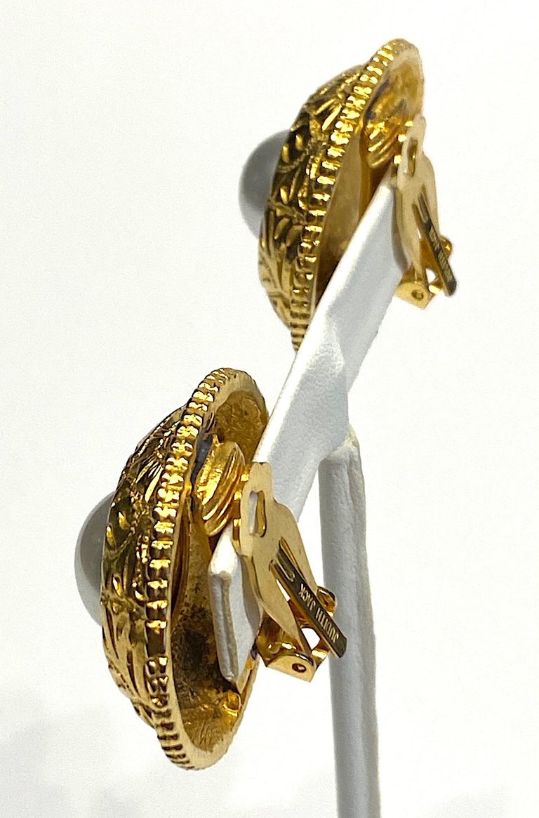 Judith Jack 1980s Gold with Sterling Silver Large Button Earrings at ...