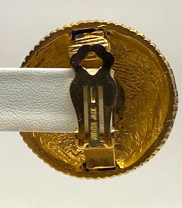 Judith Jack 1980s Gold with Sterling Silver Large Button Earrings at ...