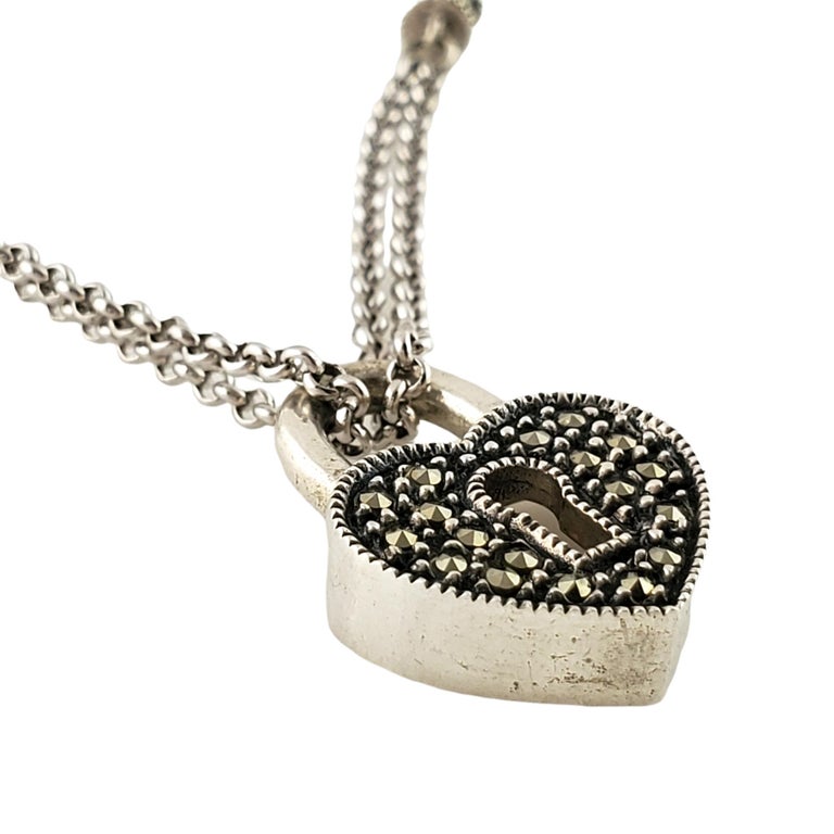 Judith Jack Sterling Silver Marcasite Heart Lock Chain Necklace For ...