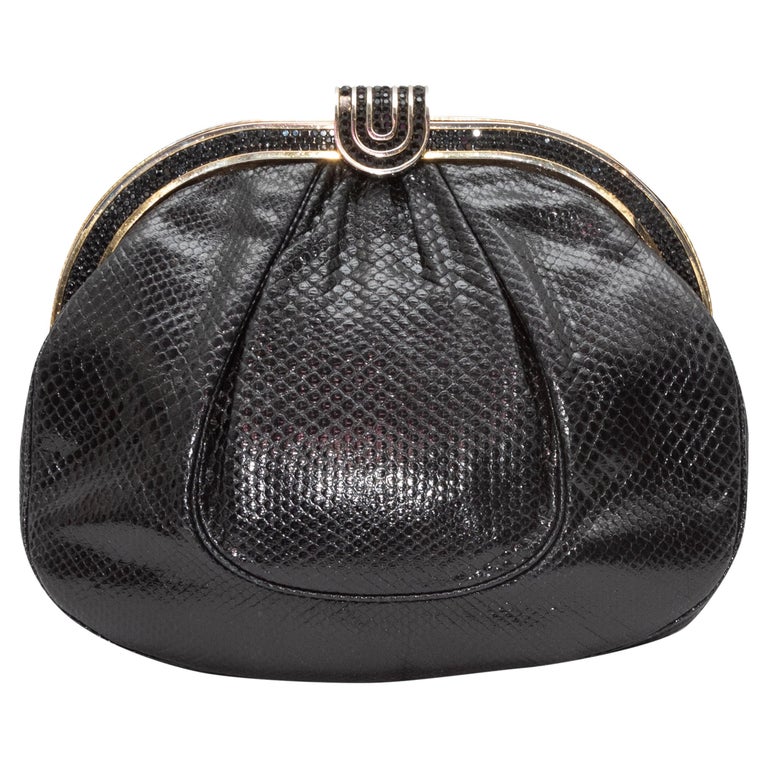 Judith Leiber Black Lizard Frame Clutch For Sale at 1stDibs