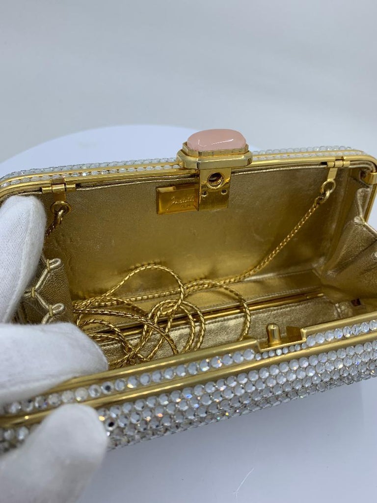 Judith Leiber Crystal Minaudiere Evening Clutch With Rose Quartz ...
