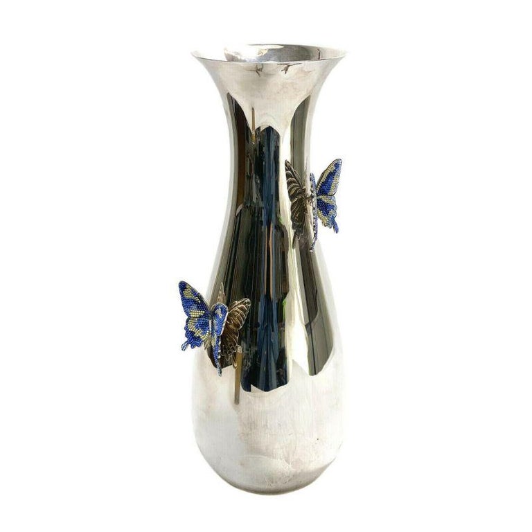 Judith Leiber Italian Sterling Silver 925 Butterfly Jeweled Vase For ...