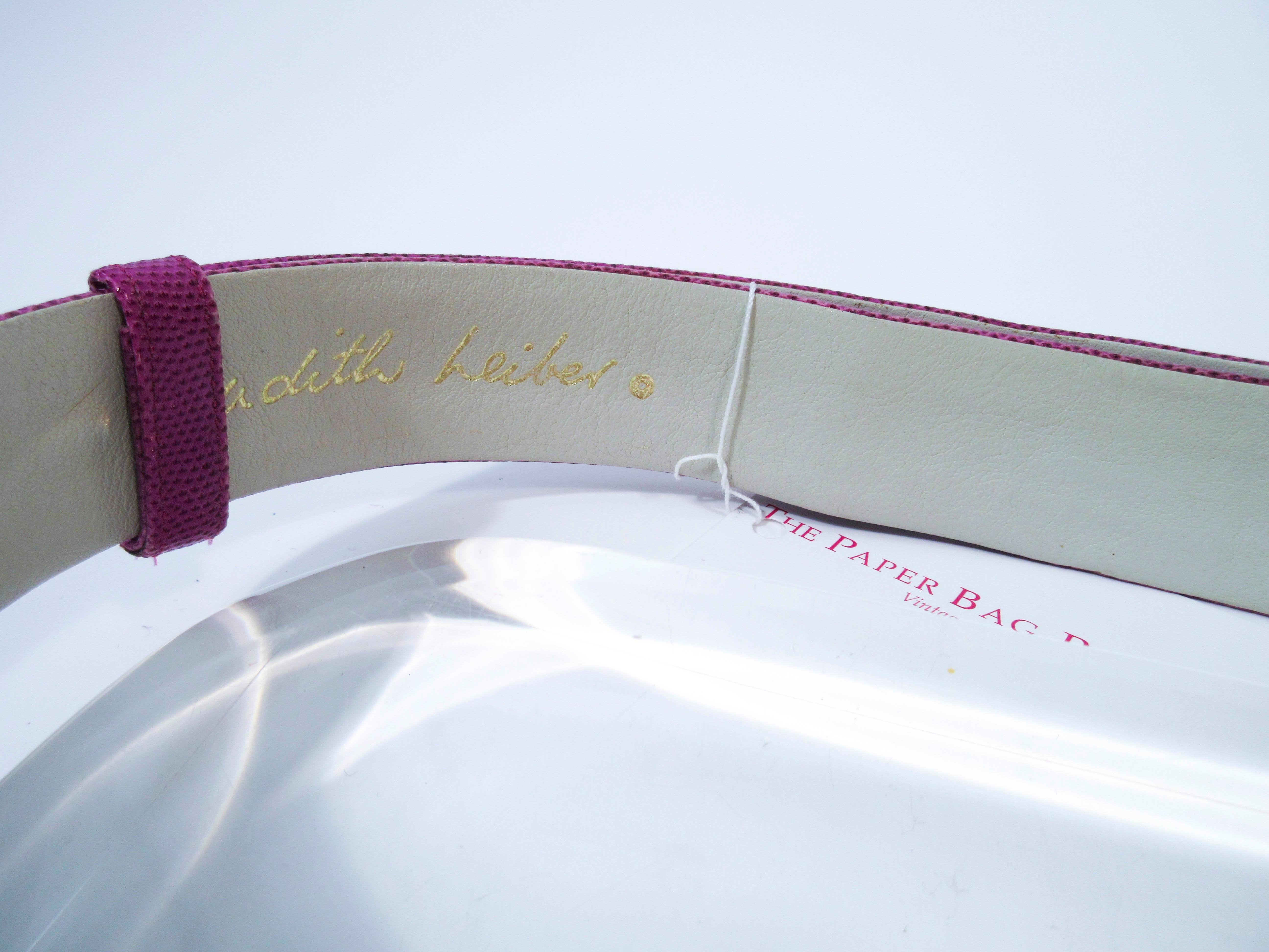 JUDITH LEIBER Magenta Lizard Skin Adjustable Belt with Metal Buckle at ...