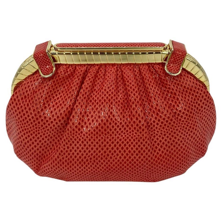 Judith Leiber Red Lizard Clutch For Sale at 1stDibs