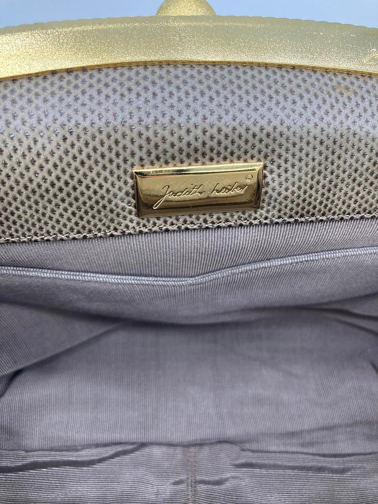 Judith Leiber Tan Lizard Gold Turtle Charm Clutch For Sale at 1stDibs