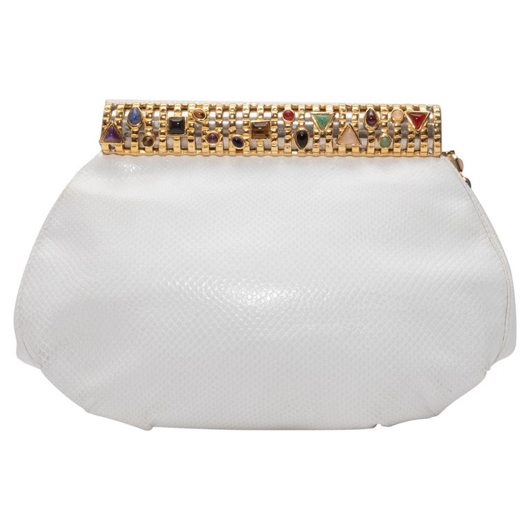 Judith Leiber White Lizard Frame Clutch For Sale at 1stDibs