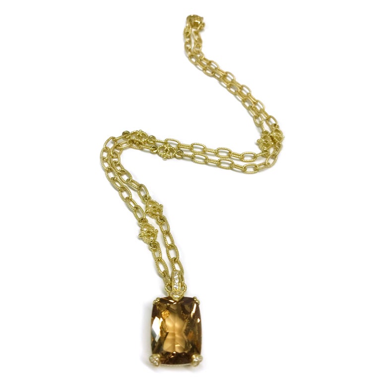 Judith Ripka 18 Karat Diamond Citrine Necklace Pendant For Sale at 1stDibs