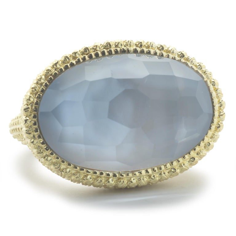 Judith Ripka 18 Karat Yellow Gold Blue Mother of Pearl Crystal Quartz ...