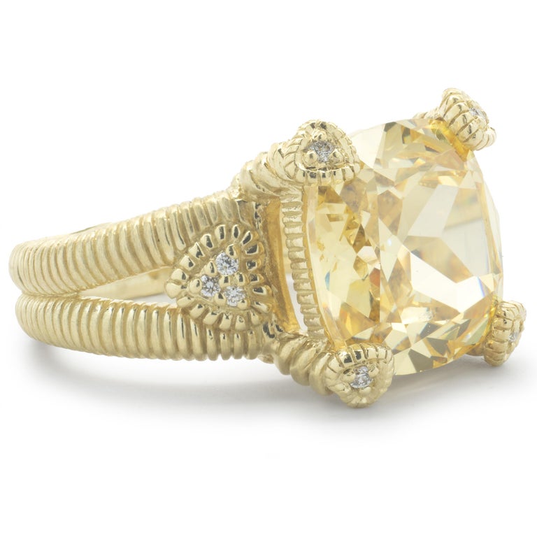Judith Ripka 18 Karat Yellow Gold Canary Crystal and Diamond Capri Core ...