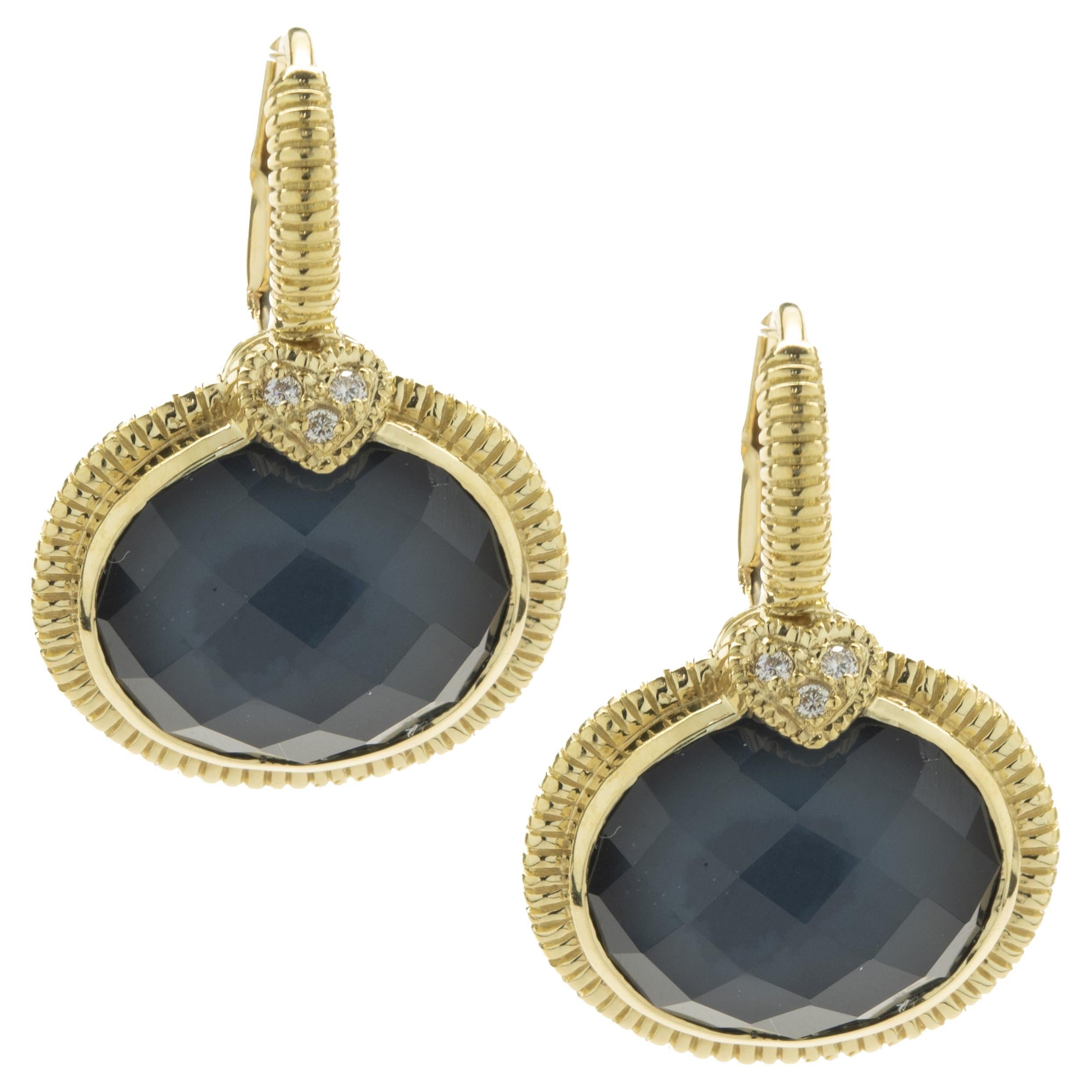 Judith Ripka Gold Diamond Pink Tourmaline Drop Earrings at 1stDibs