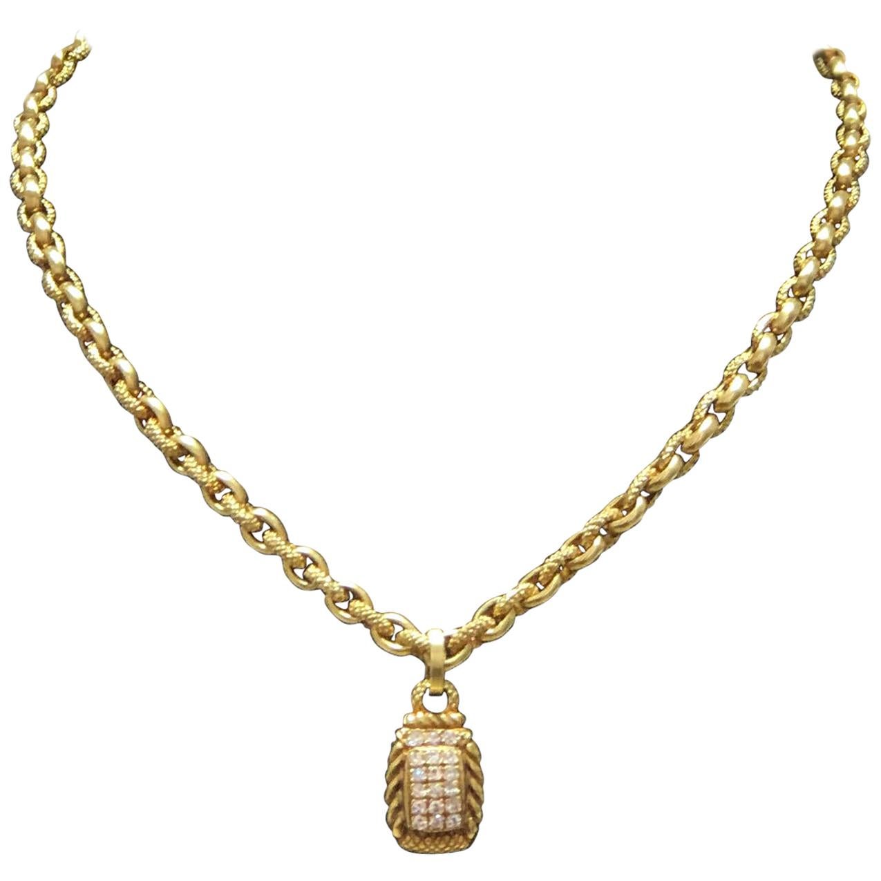 Judith Ripka Truffle Diamond Necklace at 1stDibs