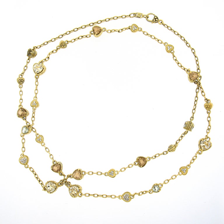 Judith Ripka 18k Gold 35" Diamond and Multicolor Stone Hearts By the ...