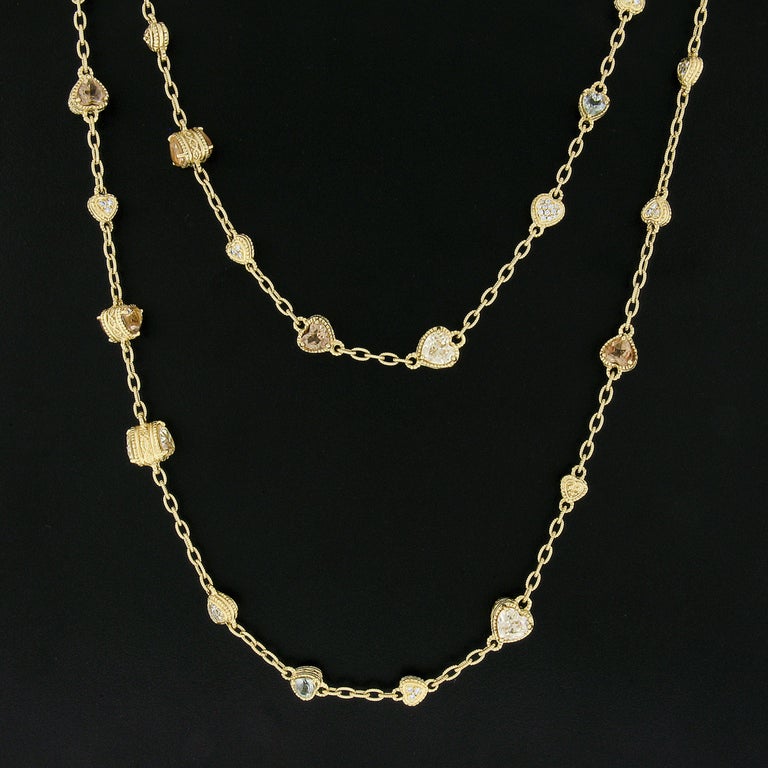 Judith Ripka 18k Gold 35" Diamond and Multicolor Stone Hearts By the ...