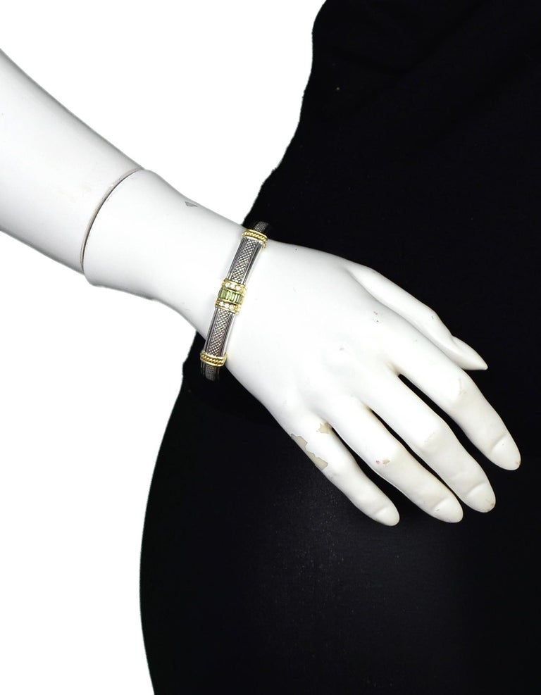 Judith Ripka 18K/Sterling Silver Hinged Bracelet W/ Diamond and Peridot ...