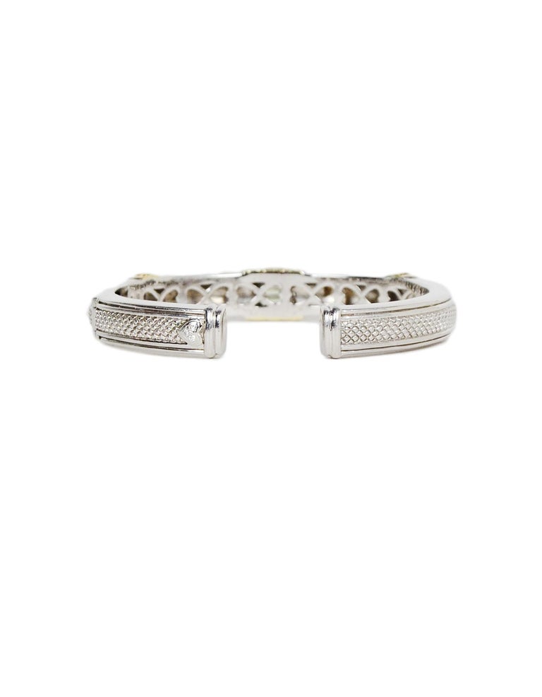 Judith Ripka 18K/Sterling Silver Hinged Bracelet W/ Diamond and Peridot ...