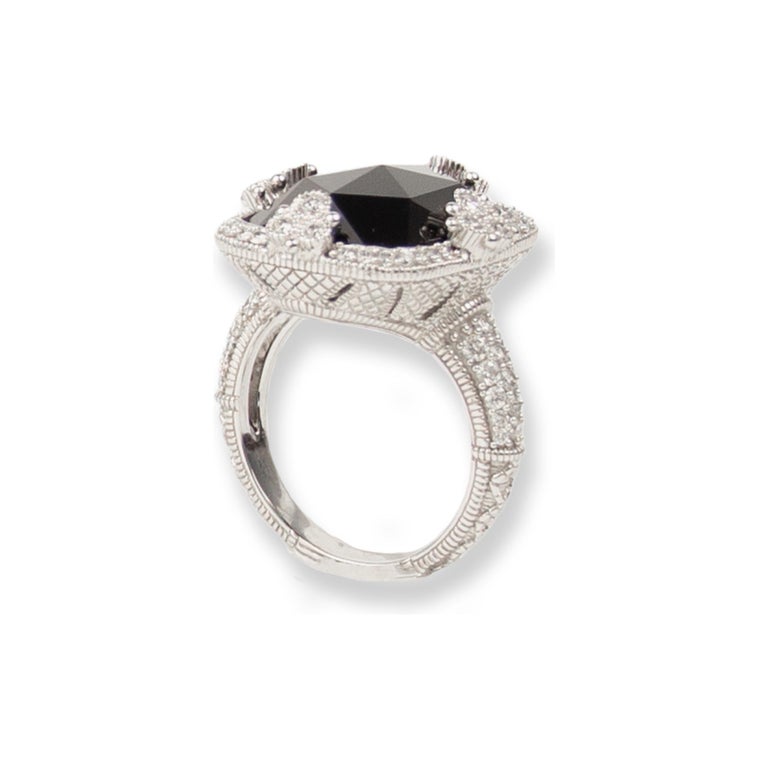 Judith Ripka 18k White Gold Diamond&Onyx Ring For Sale at 1stDibs