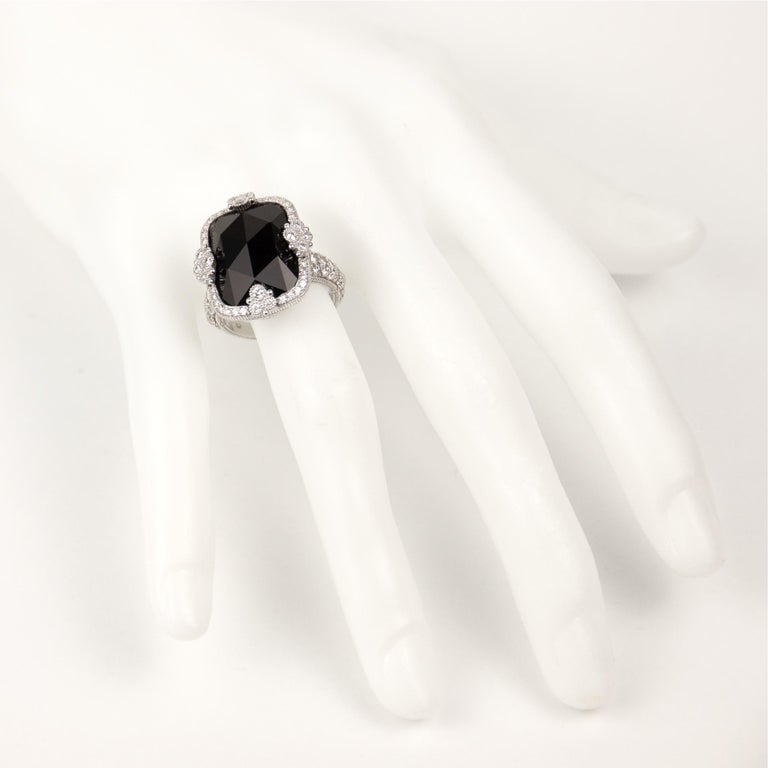 Judith Ripka 18k White Gold Diamond&Onyx Ring For Sale at 1stDibs