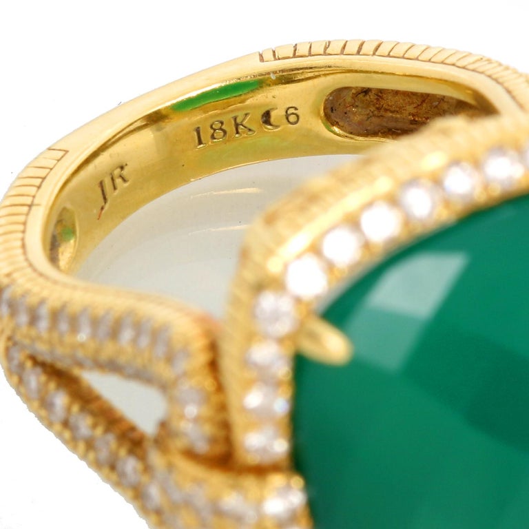 Judith Ripka 18k Yellow Gold Chalcedony and Diamond Ring For Sale at ...