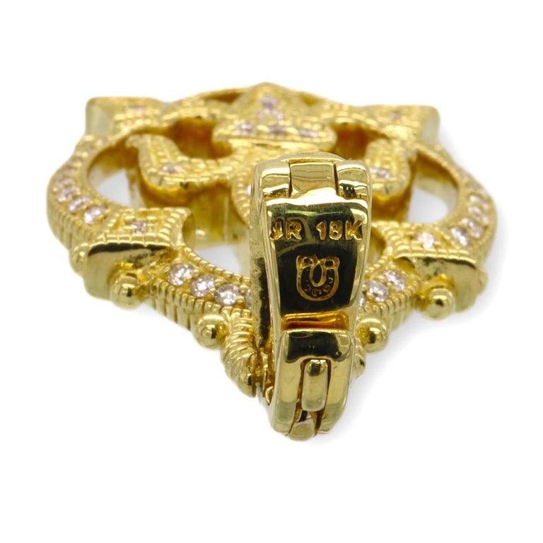 Judith Ripka 18K Yellow Gold Fleur De Lis 0.56 Ct Diamond Charm Pendant ...