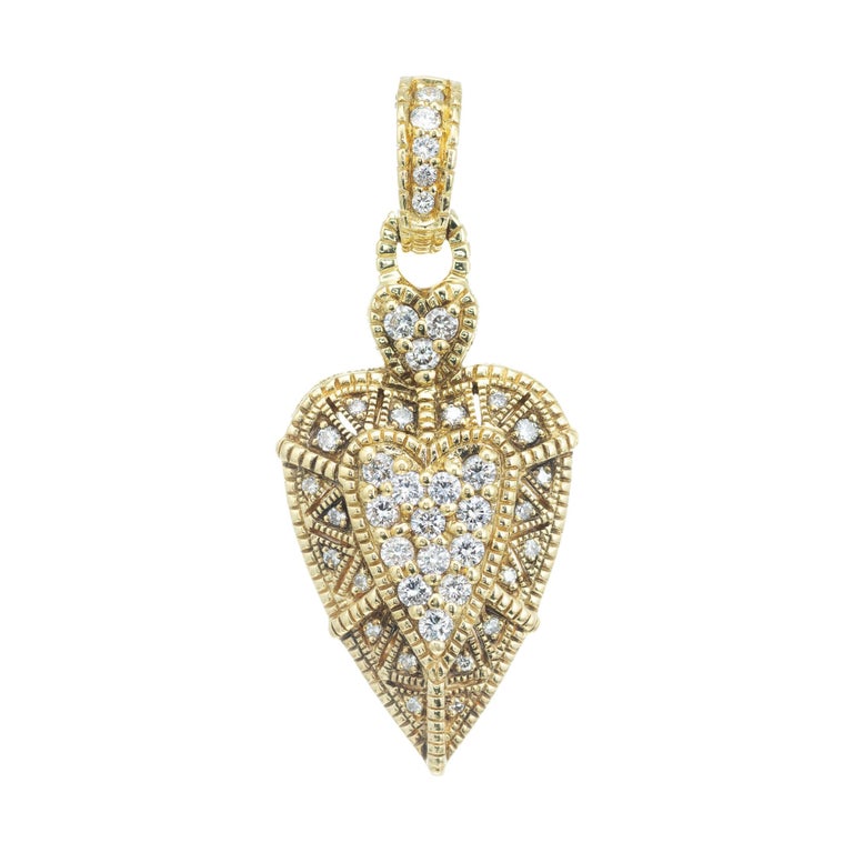 Judith Ripka .50 Carat Diamond Yellow Gold Heart Pendant Enhancer at ...
