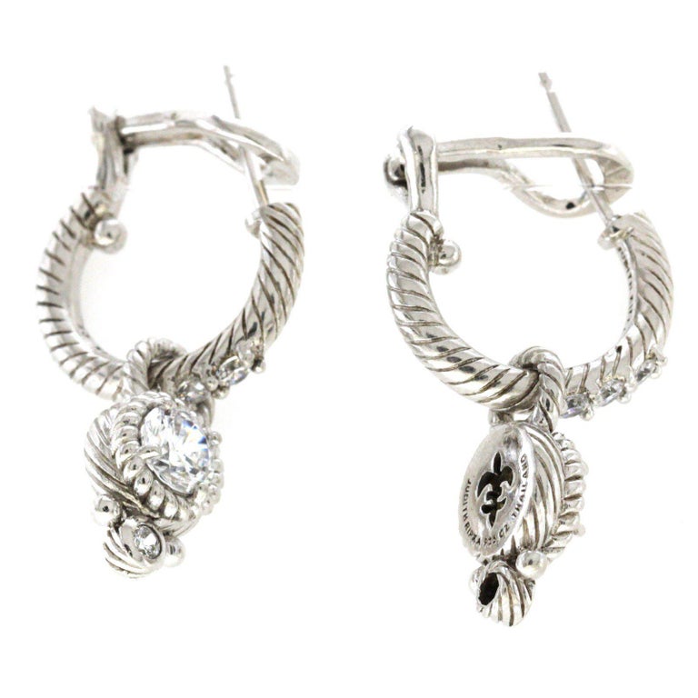 Judith Ripka 925 Sterling Silver Diamonique Dangle Earrings For Sale at ...