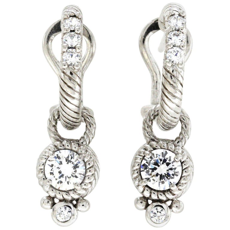 Judith Ripka 925 Sterling Silver Diamonique Dangle Earrings For Sale at ...