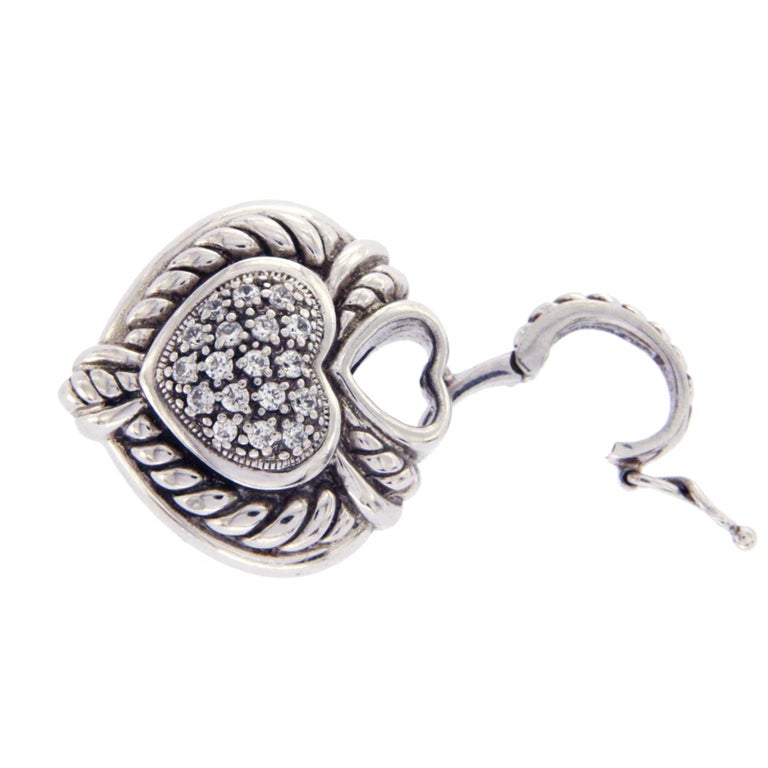 Judith Ripka 925 Sterling Silver Diamonique Heart Pendant Charm at ...