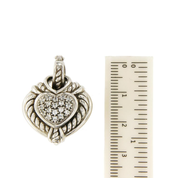 Judith Ripka 925 Sterling Silver Diamonique Heart Pendant Charm at ...