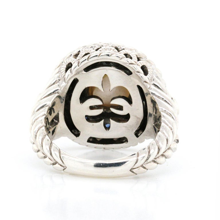 Judith Ripka 925 Sterling Silver Sapphire and Pearl Ring at 1stDibs