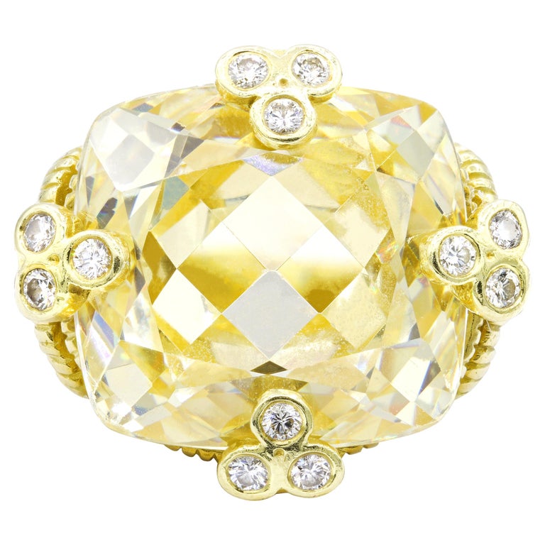 Judith Ripka Citrine Diamond Ring at 1stDibs