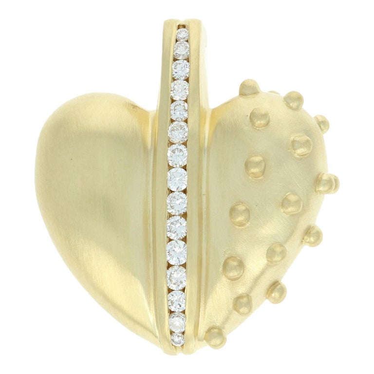 Judith Ripka Diamond Spiked Heart Enhancer Pendant, 18k Gold Round Cut ...