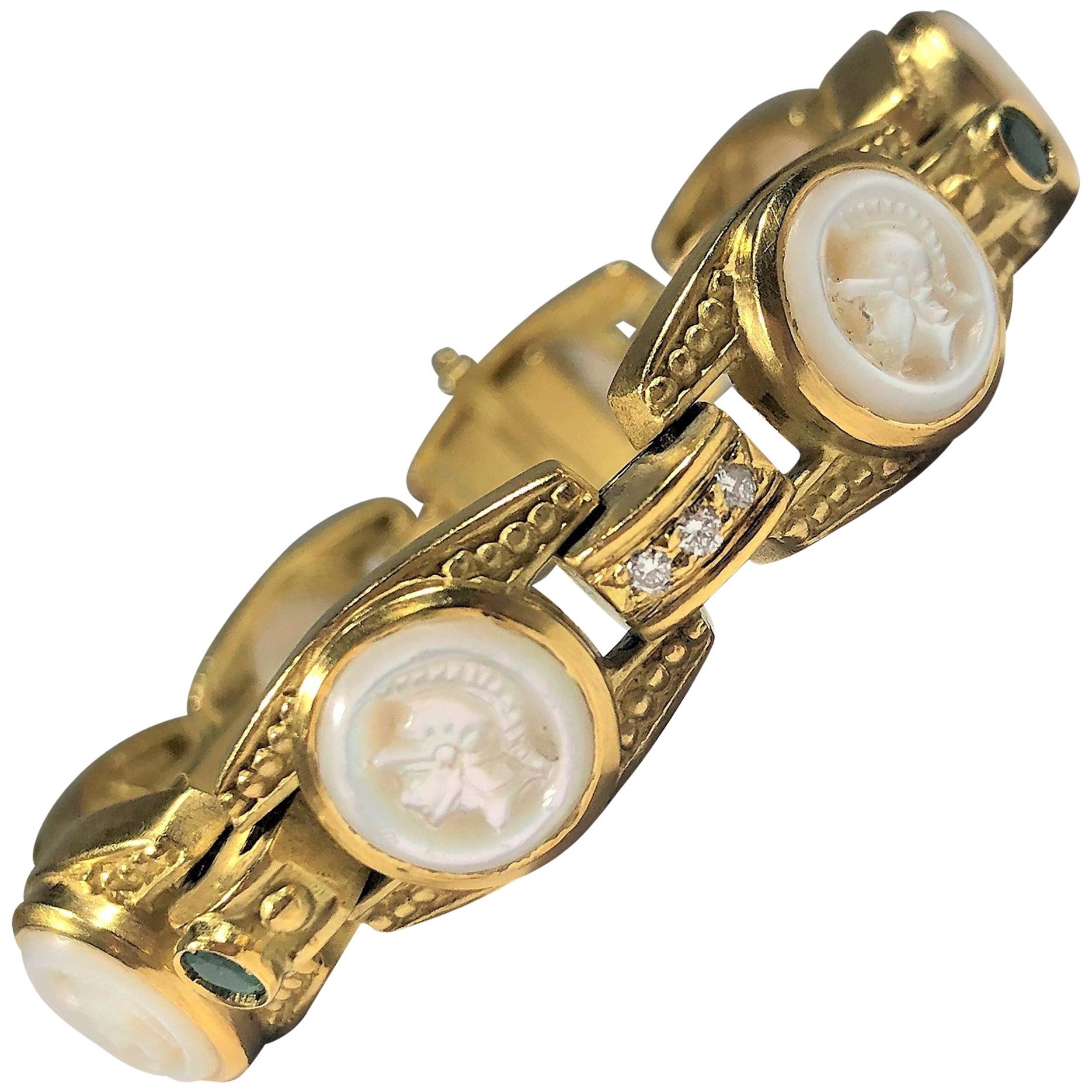Judith Ripka Carved Gold Bracelet at 1stDibs