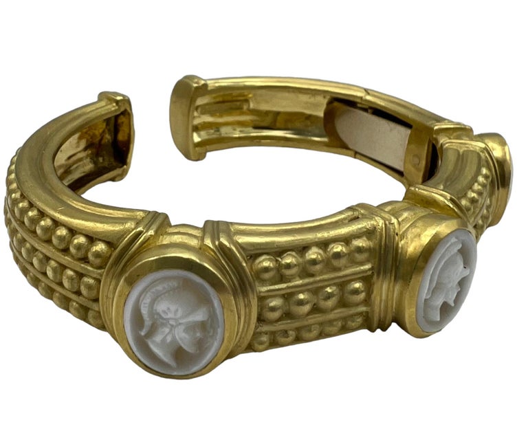 Judith Ripka Gold and Mother of Pearl Cuff Bracelet For Sale at 1stDibs