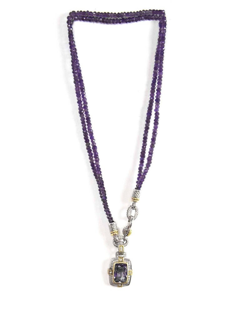 Judith Ripka Gold, Silver and Diamond Purple Two-Strand Necklace with ...